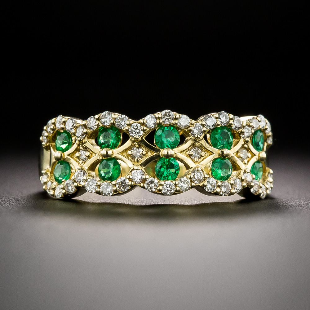 Estate Emerald and Diamond Band Ring