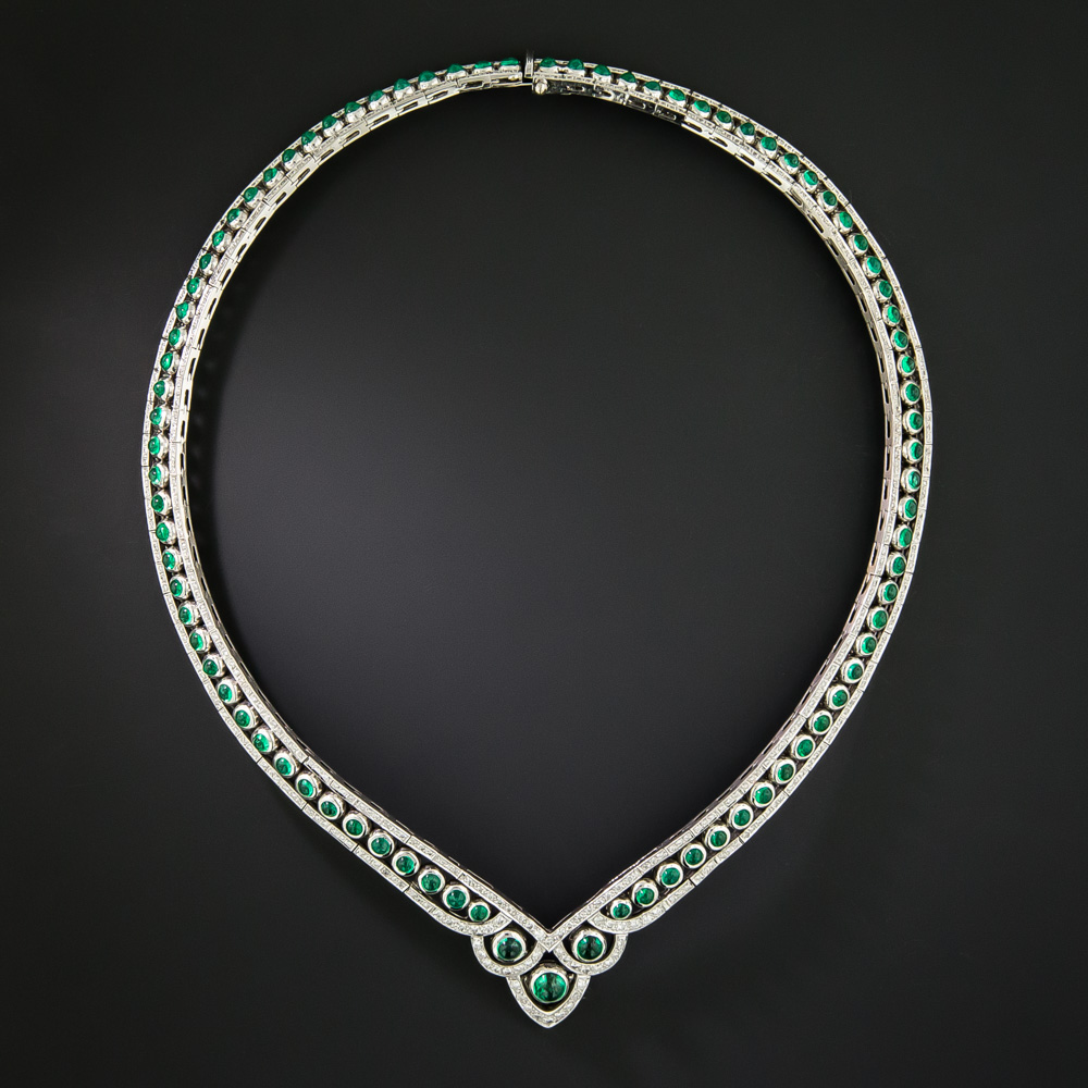 Estate Emerald and Diamond Collar Necklace