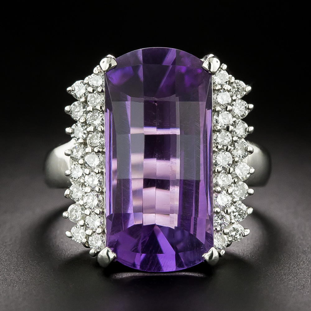 Estate Fancy-Cut Amethyst And Diamond Ring - Everything - Antique ...