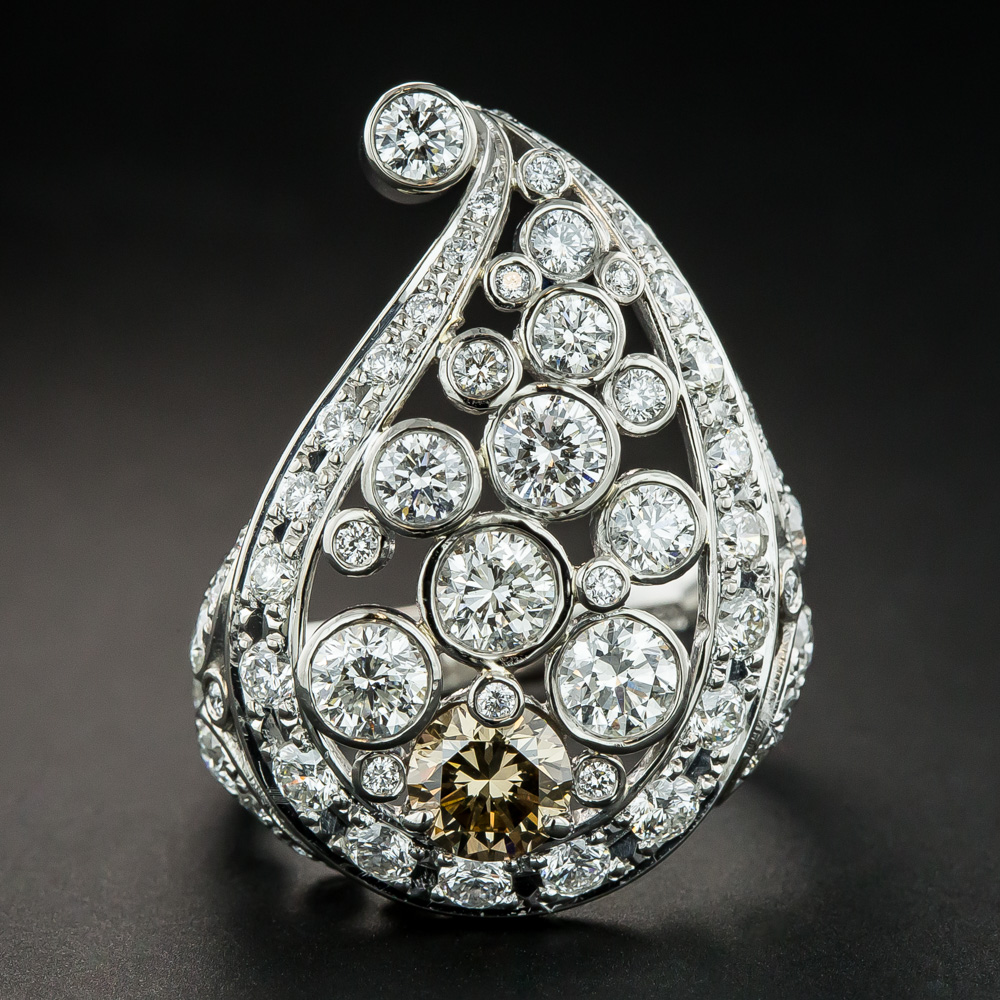 Estate Large Tear Drop Diamond Ring