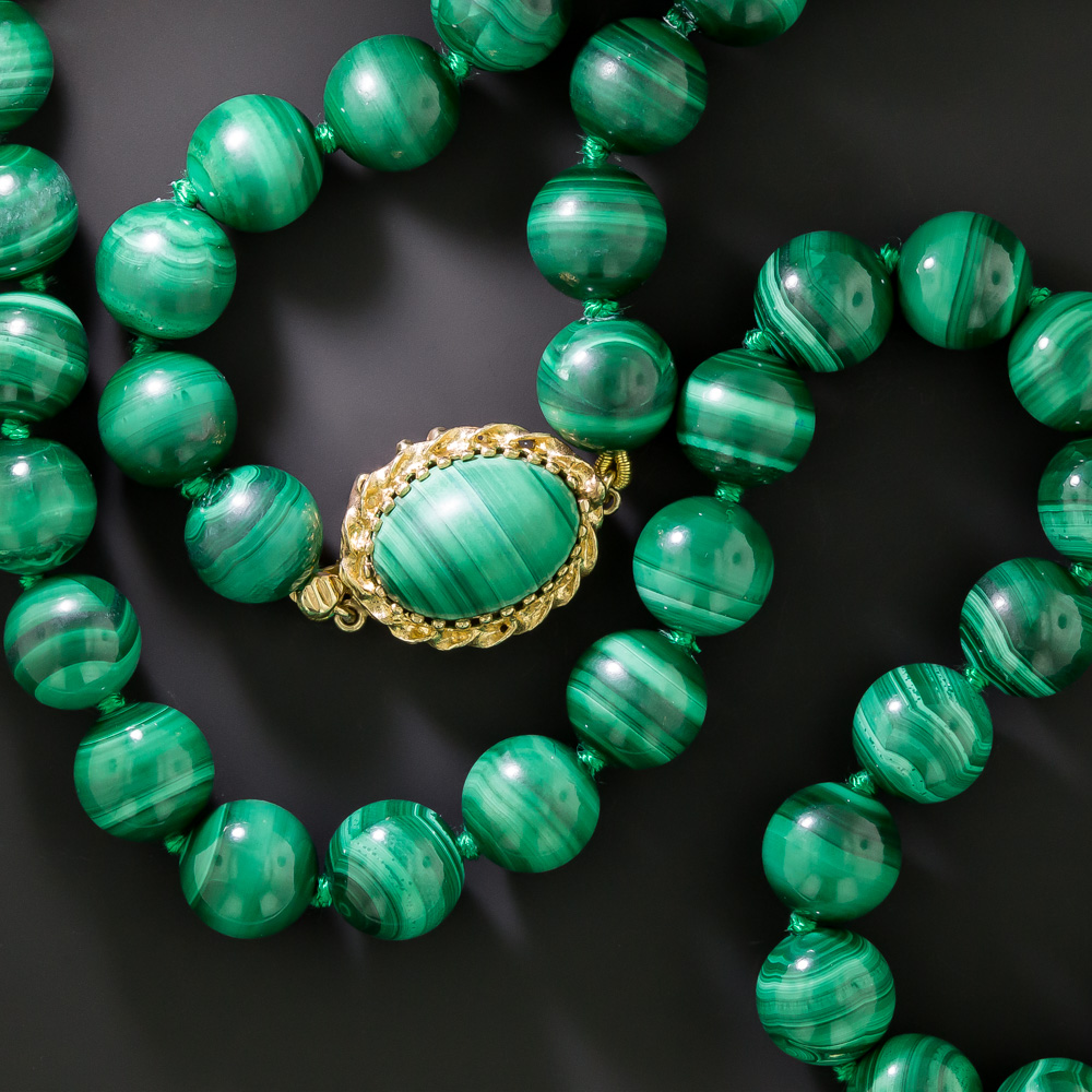 Estate Malachite Bead Necklace