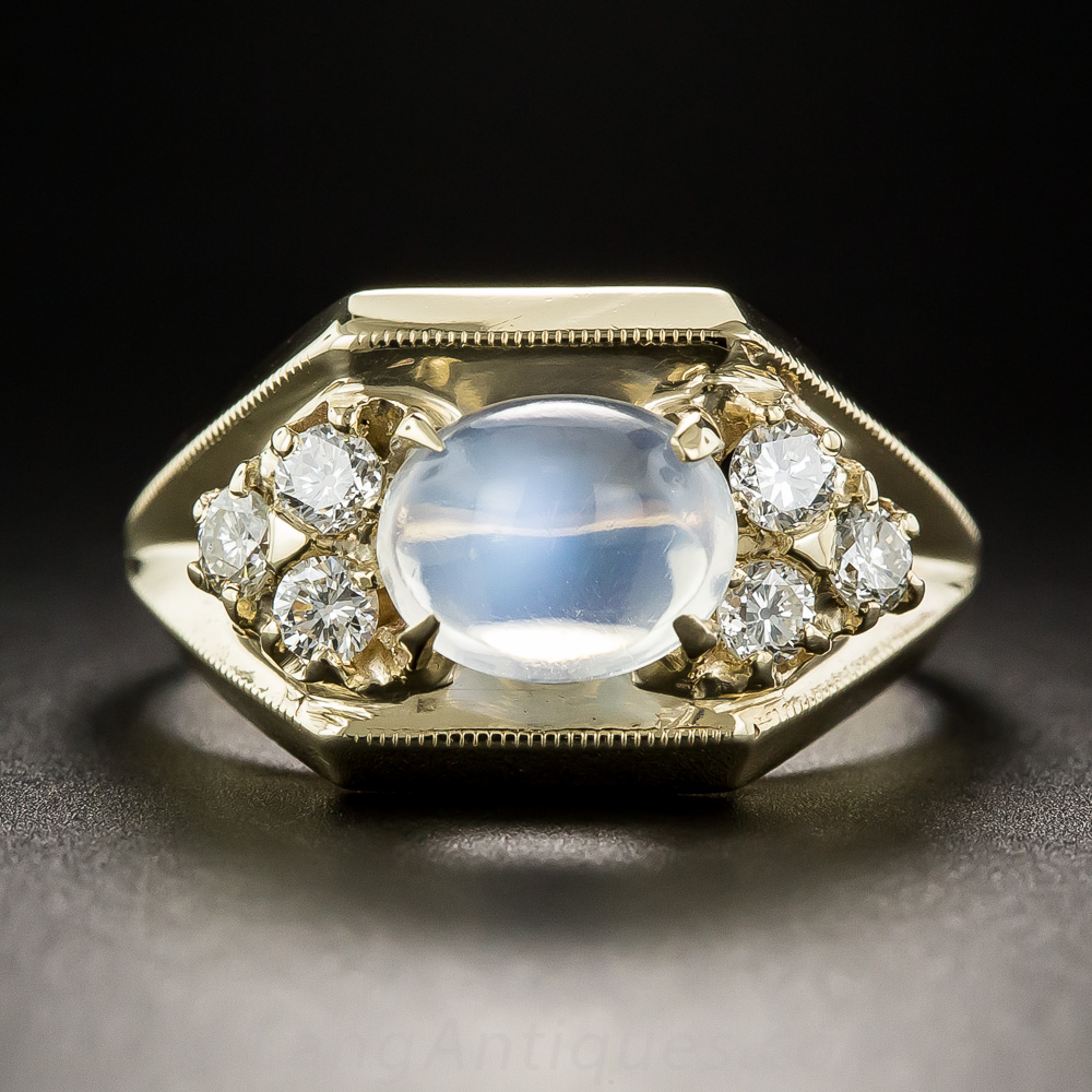 Estate Moonstone and Diamond Ring
