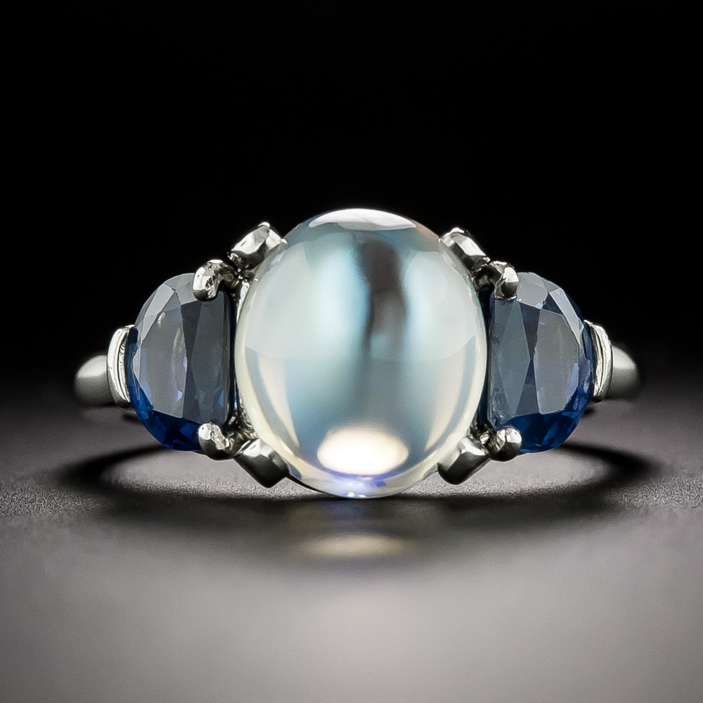 Estate Moonstone And Sapphire Ring