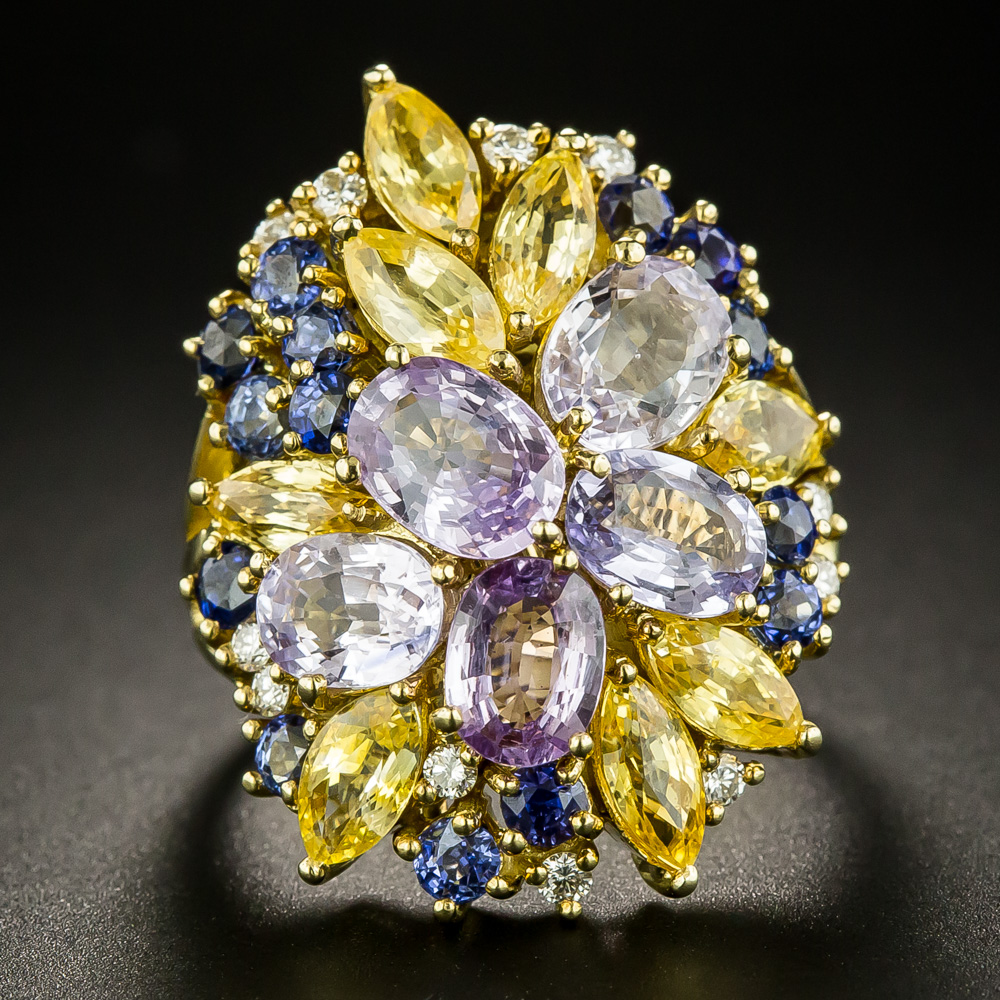 Estate Multi-Colored Sapphire Cluster Ring
