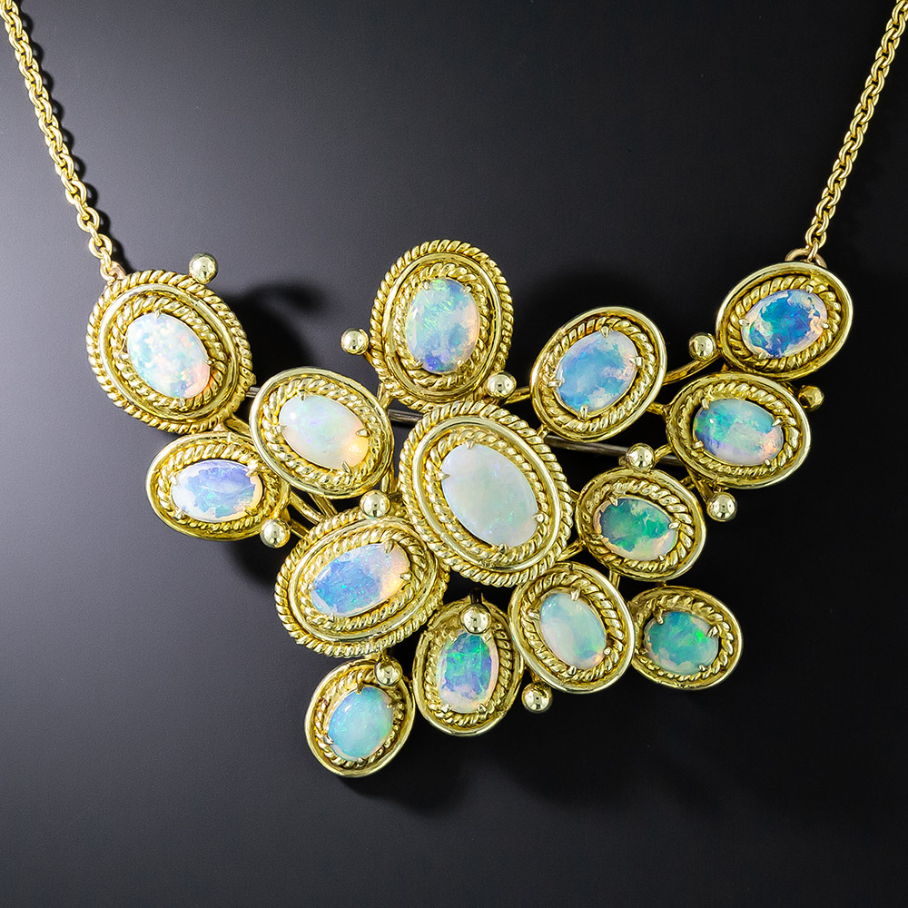 Estate Opal Cluster Brooch/Pendant