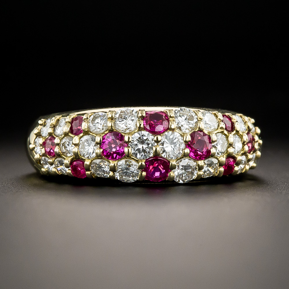 Estate Pavé Diamond And Ruby Ring