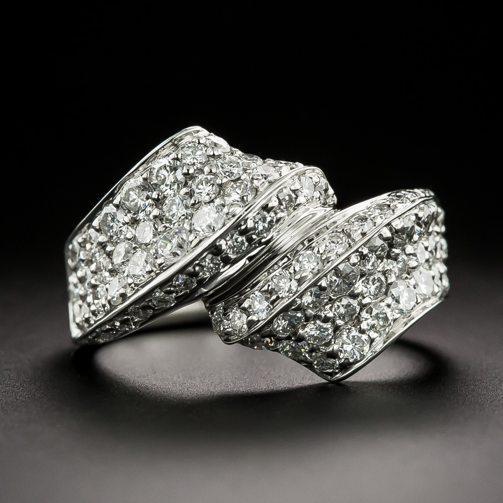 Estate Pavé Diamond Bypass Ring