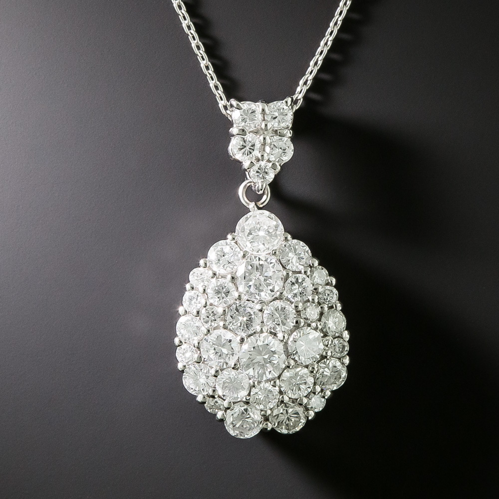 Estate Pavé Diamond Drop Pendant
