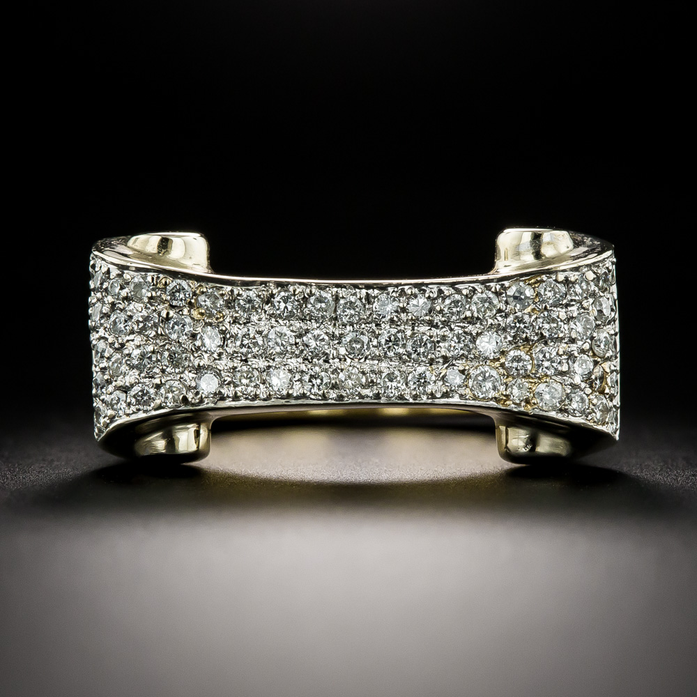 Estate Pave’ Diamond Scroll Ring