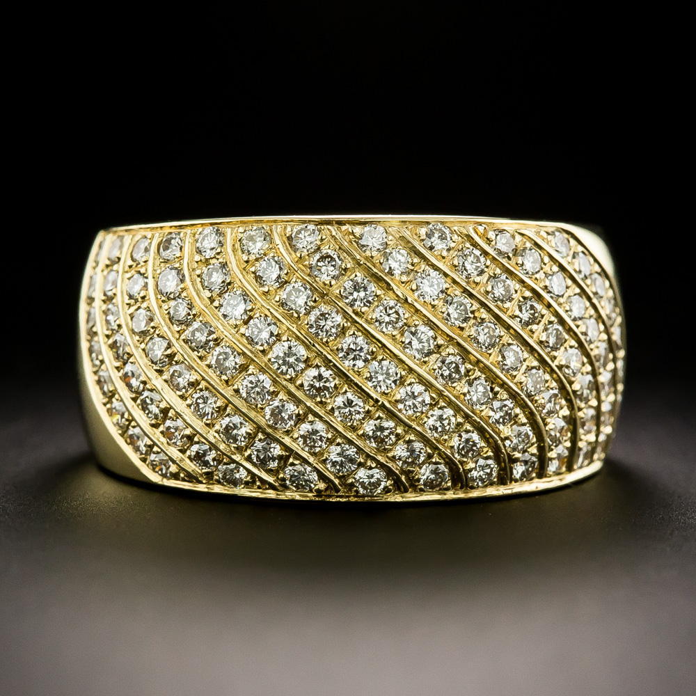 Estate Pavé Diamond Wide Band Ring