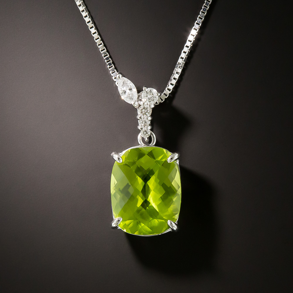 Estate Peridot and Diamond Apple Necklace