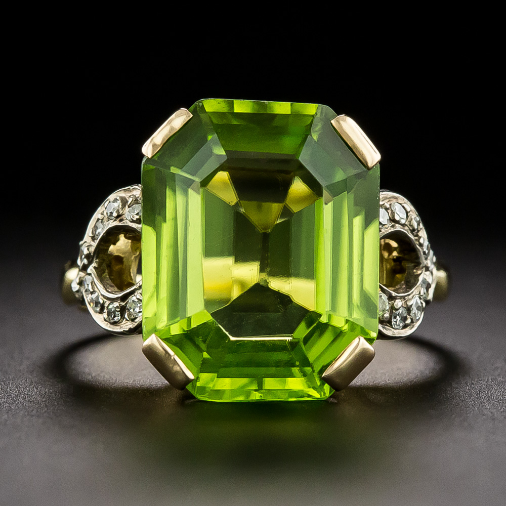 Estate Peridot and Diamond ring