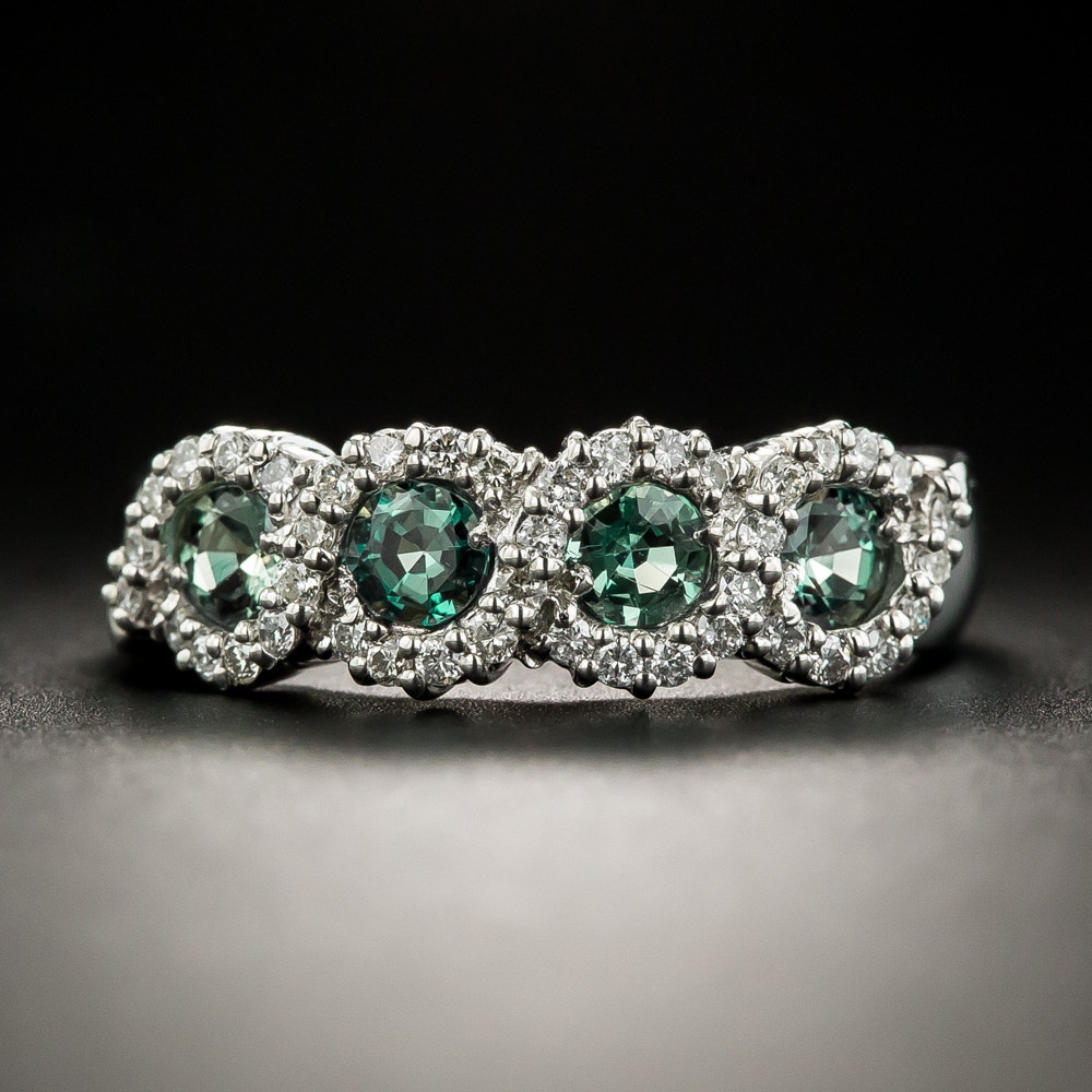 Estate Platinum Alexandrite and Diamond Band Ring