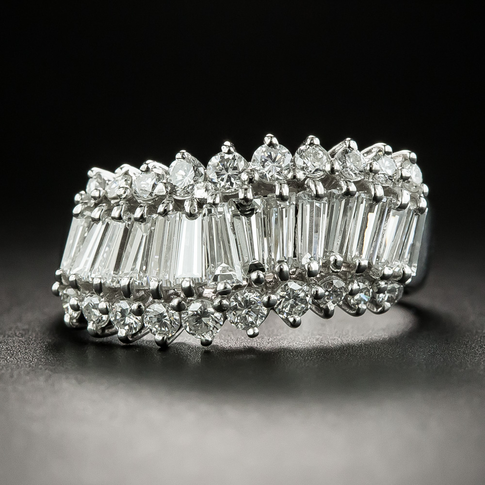 Estate Platinum Diamond Wavy Band Ring