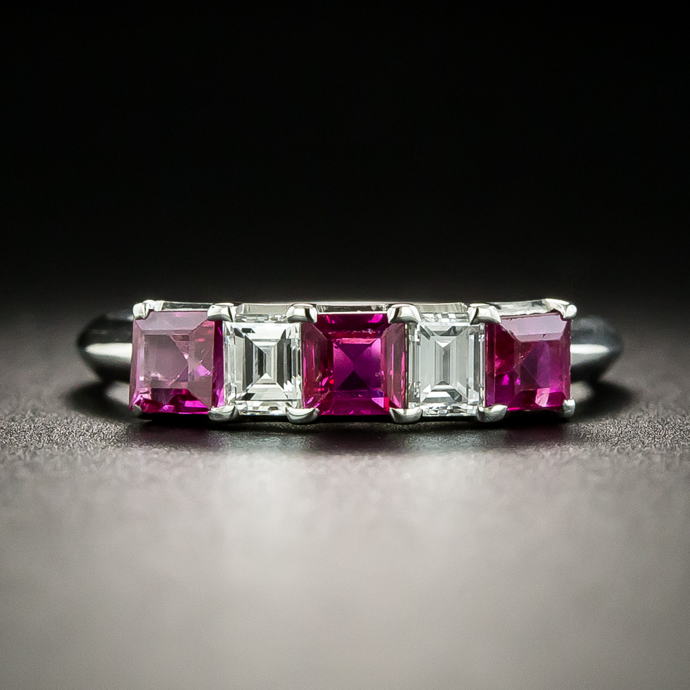Estate Ruby and Diamond Band Ring