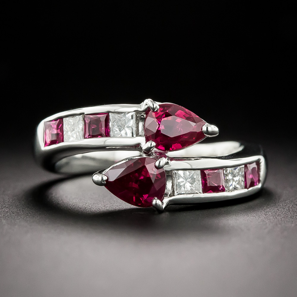 Estate Ruby and Diamond Bypass Ring