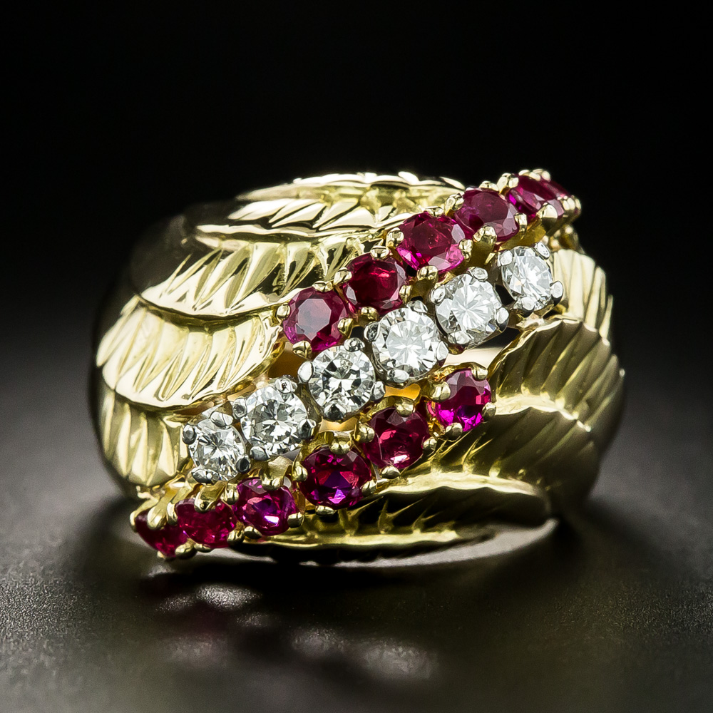 Estate Ruby and Diamond Cocktail Ring