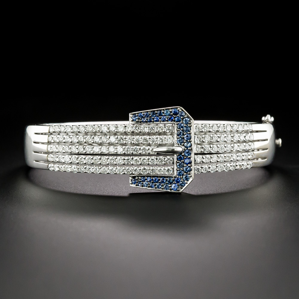 Estate Sapphire and Diamond Buckle Bangle Bracelet