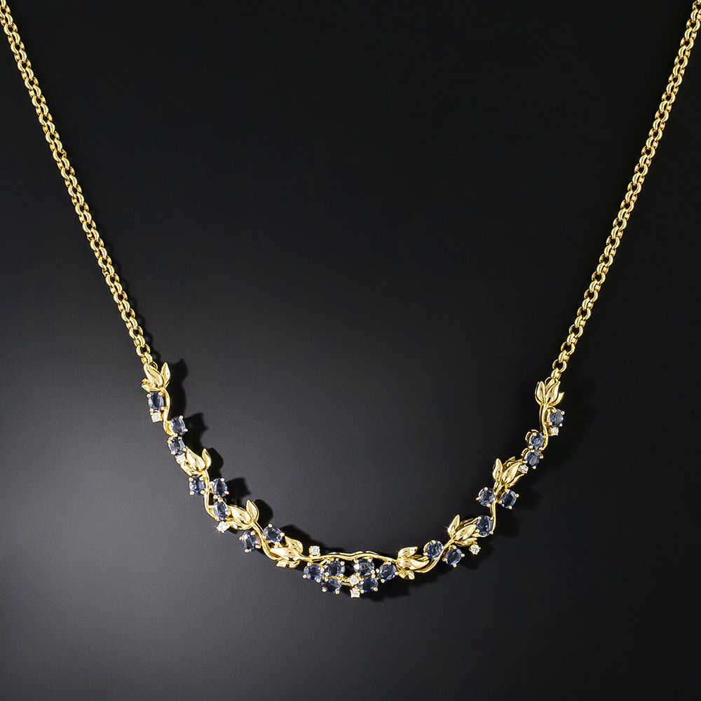 Estate Sapphire and Diamond Garland Necklace