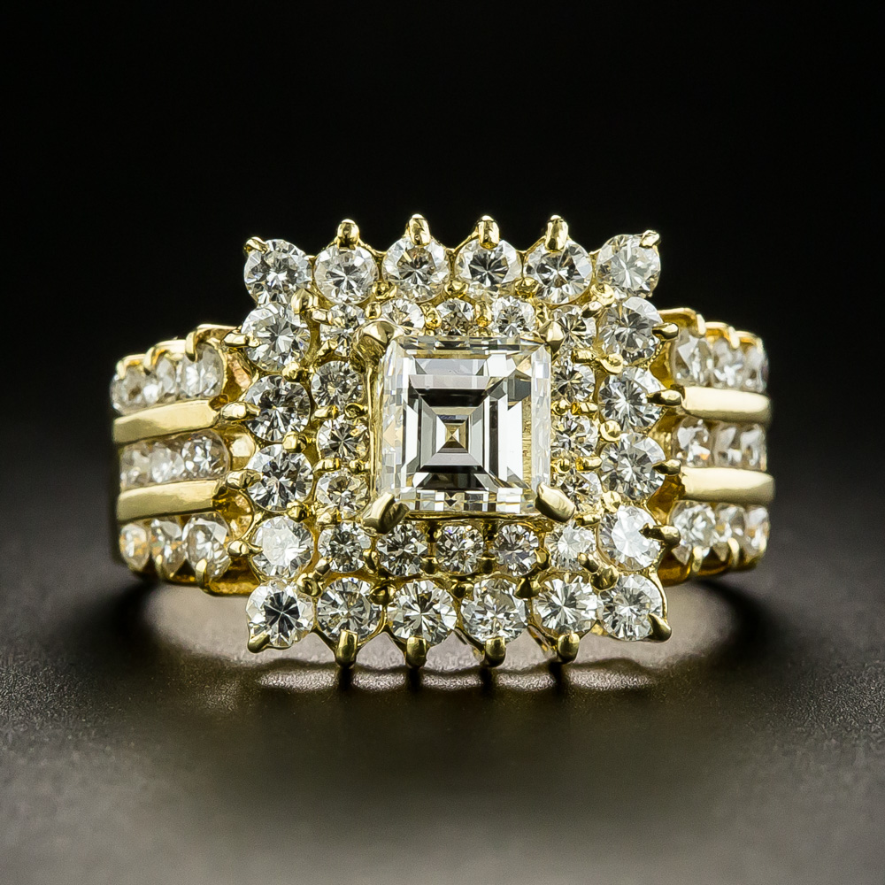 Estate Square Cut Diamond Cluster Ring