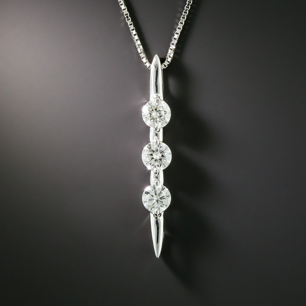 Estate Three-Diamond Dangle Necklace