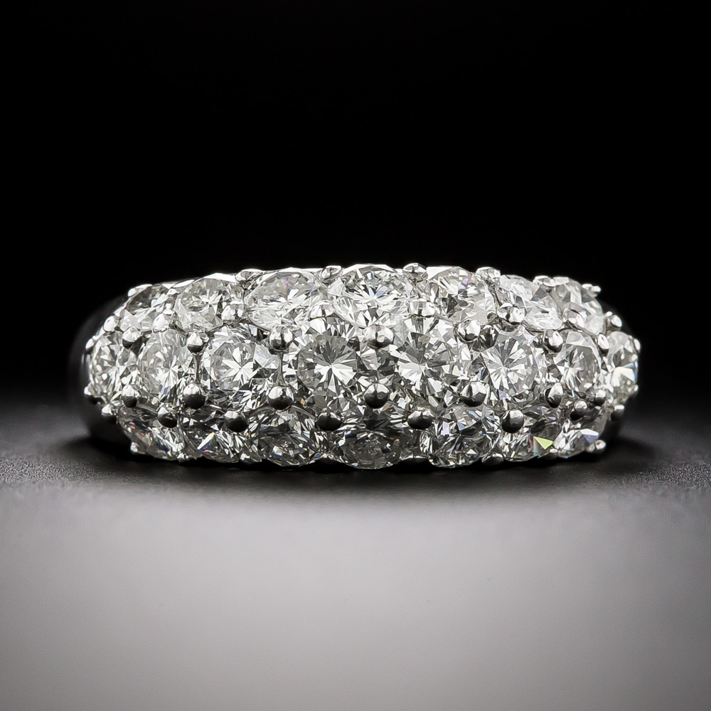Estate Three-Row Diamond Domed Band Ring