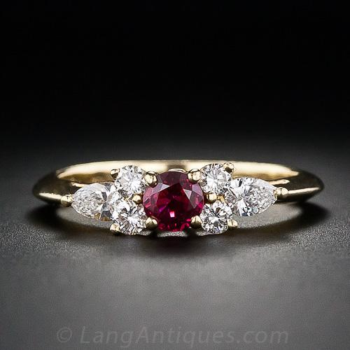 Estate Tiffany Ruby and Diamond Ring