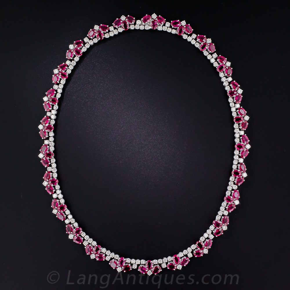 Fancy Ruby and Diamond Necklace
