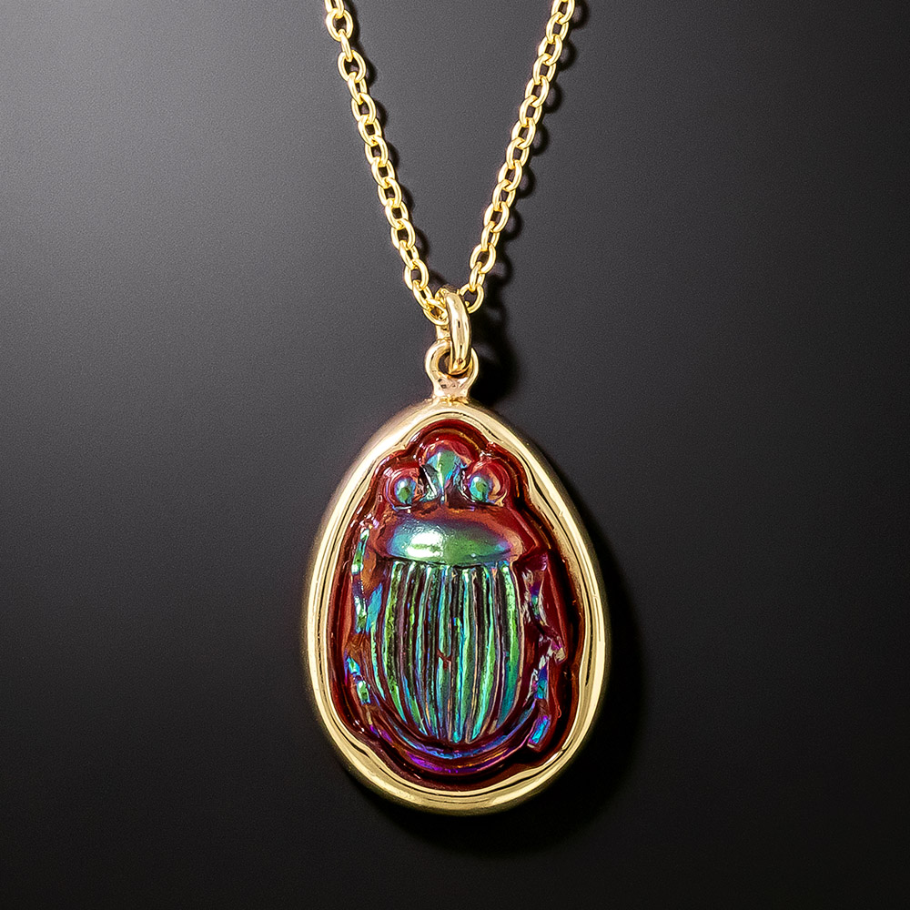 Favrile Glass Scarab Pendant