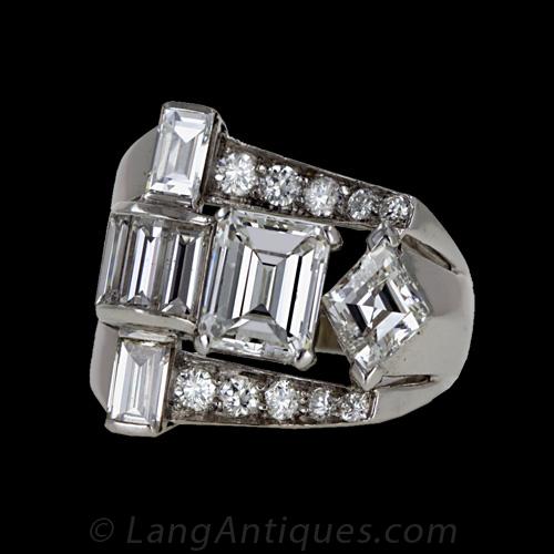 Fine Art Deco Diamond Cocktail Ring