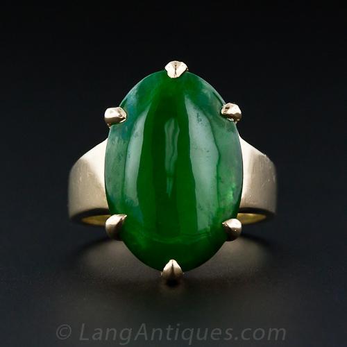 Fine Natural Jade 18K Ring