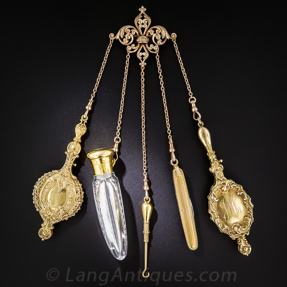 Five Piece Gold Antique Accessory Set (Chatelaine)