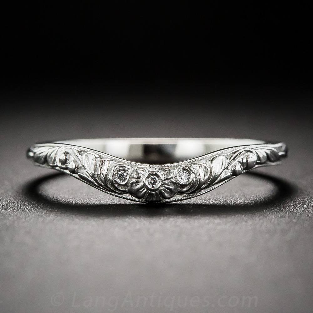 Floral Contoured Band with Diamonds
