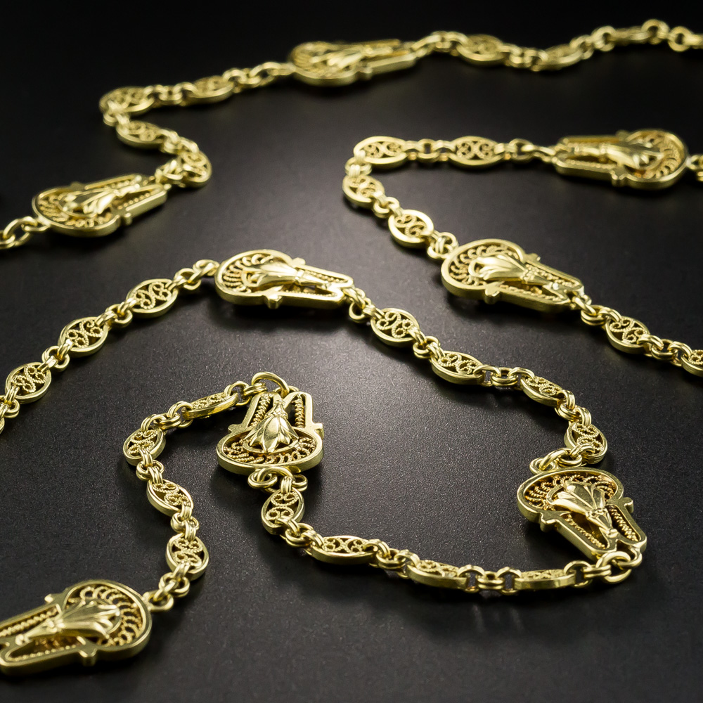 French 61 3/4 Inch Long Handmade Torche Link Chain