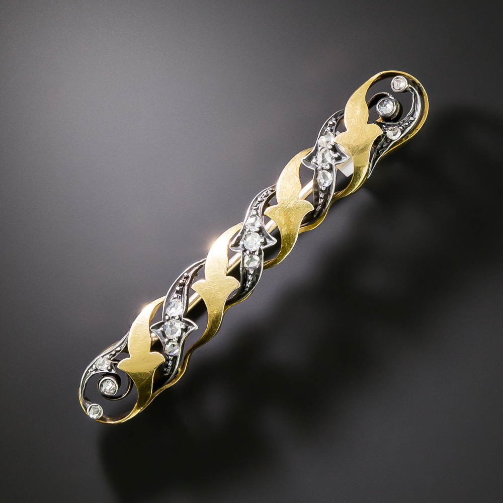 French Antique Rose-Cut Diamond Bar Pin