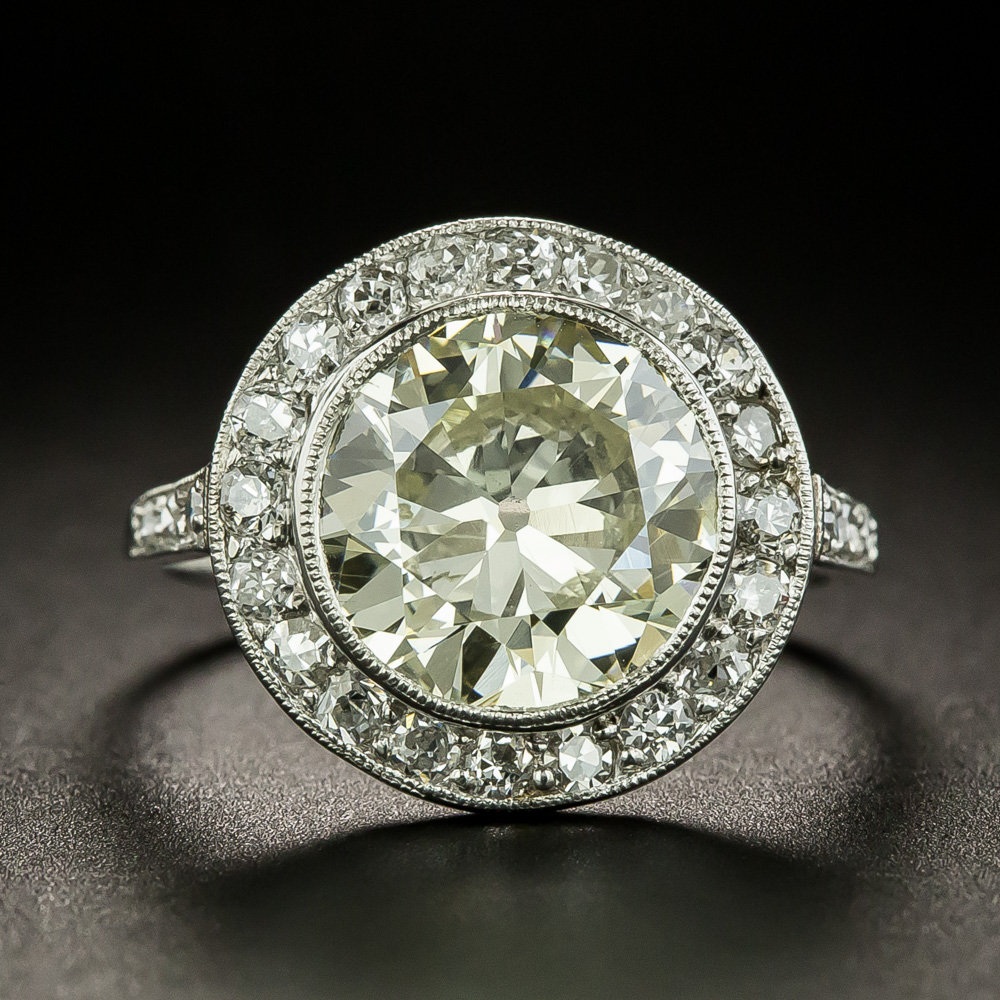 French Art Deco 2.99 Carat Diamond Engagement Ring - GIA