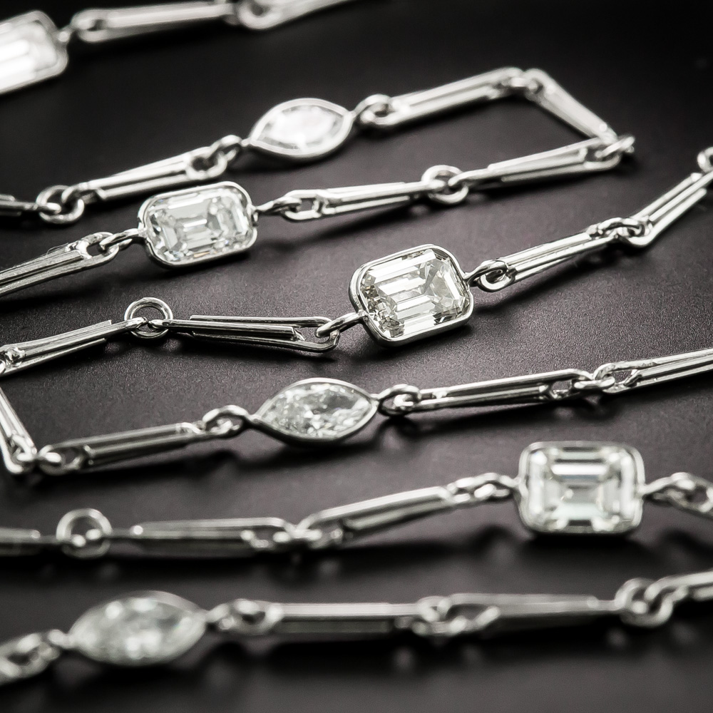 French Art Deco Fancy Diamonds-by-the-Yard Chain