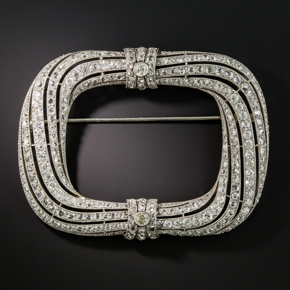 French Art Deco Large Diamond Brooch