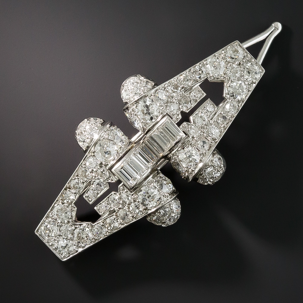 French Art Deco Platinum Diamond Hair Barrette
