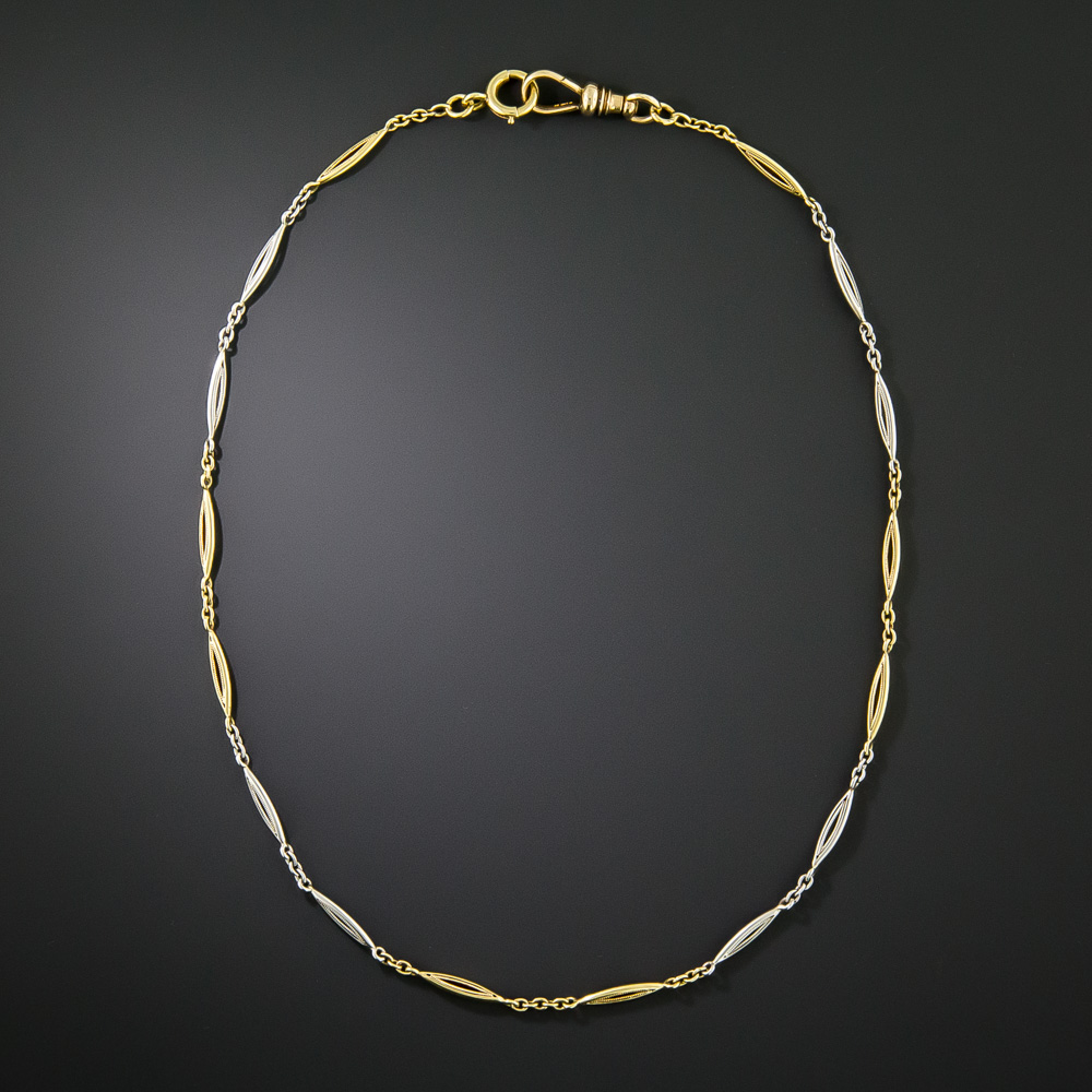 French Art Deco Two-Tone Gold Chain Necklace