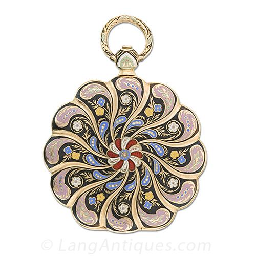 French Enameled Pocket Watch