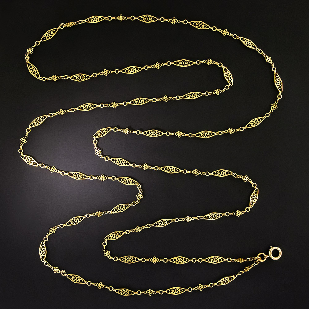 French Fancy Link 62 Inch Long Chain Necklace