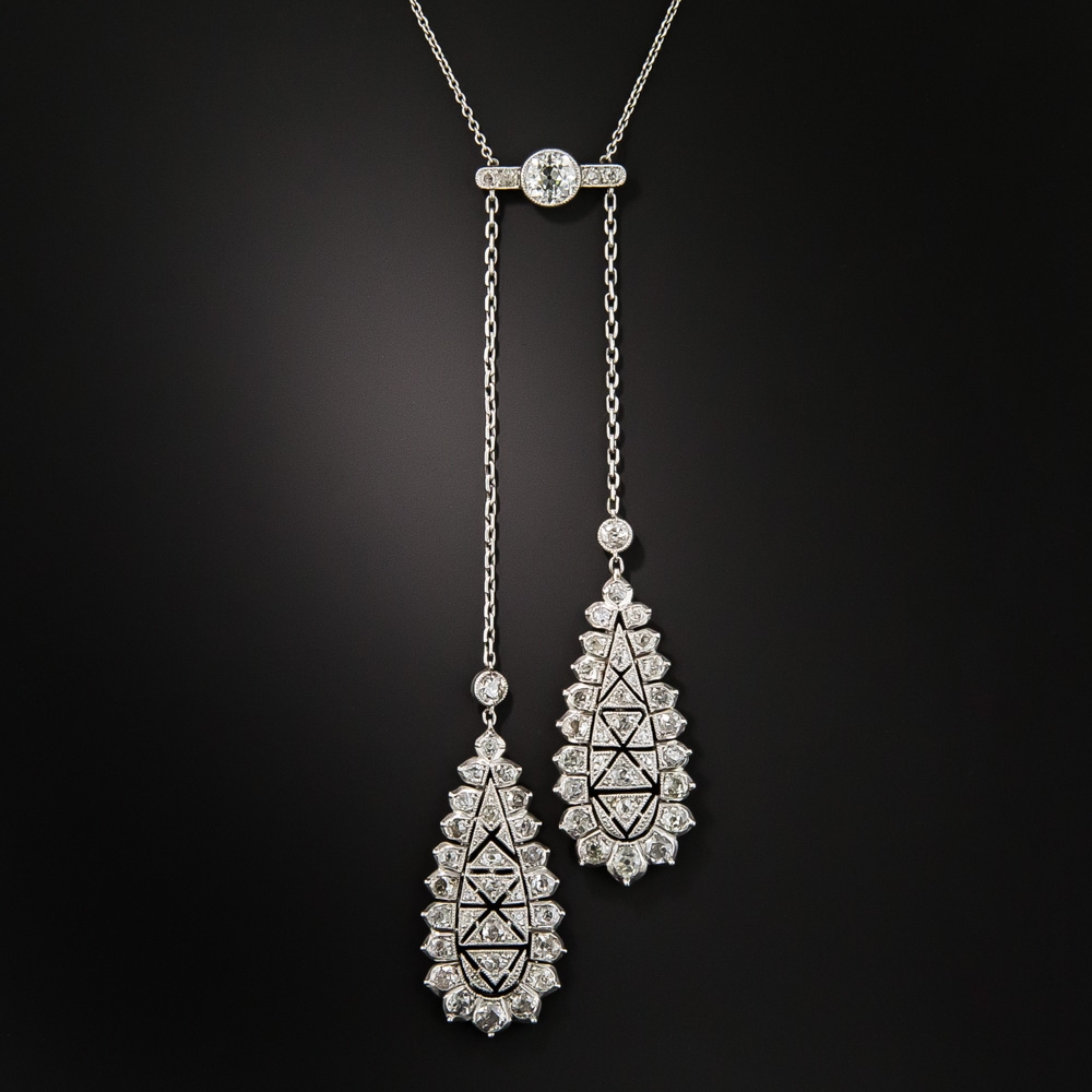 Antique French Platinum Diamond Negligee Necklace