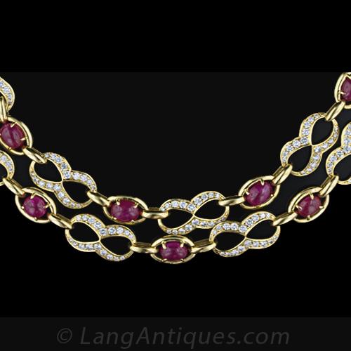French Ruby & Diamond Necklace by M.Gerard