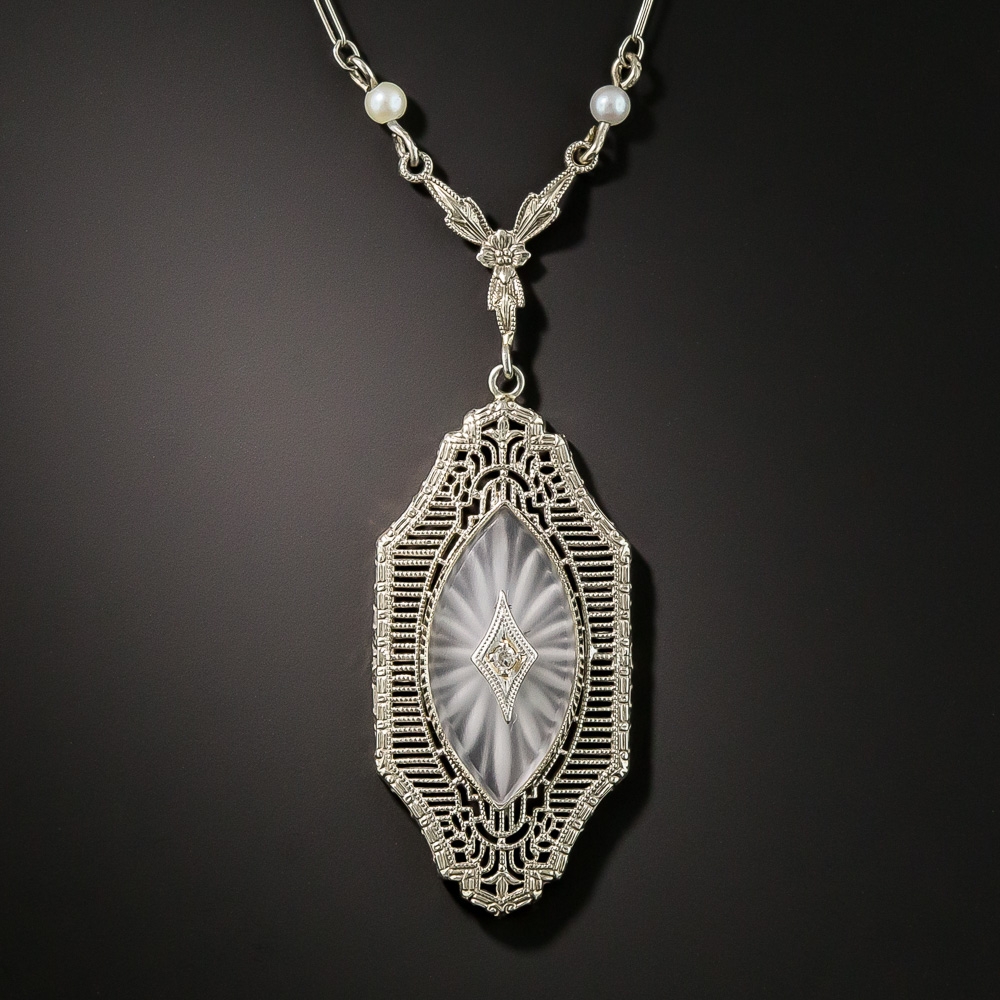 Frosted Rock Crystal Quartz Filigree Necklace
