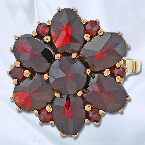 Garnet Cluster Ring