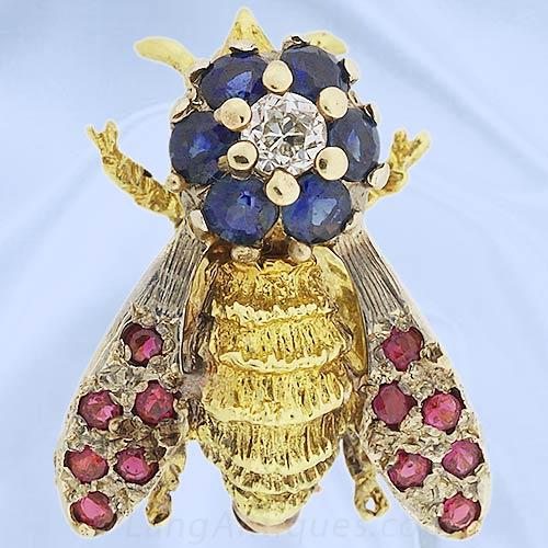Gem Set Bee Pin