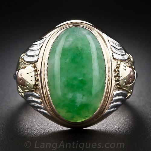 Gent's Four-Color Gold Jade Ring