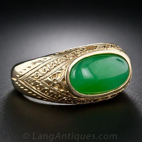 Gent's Natural-Color Jade Ring