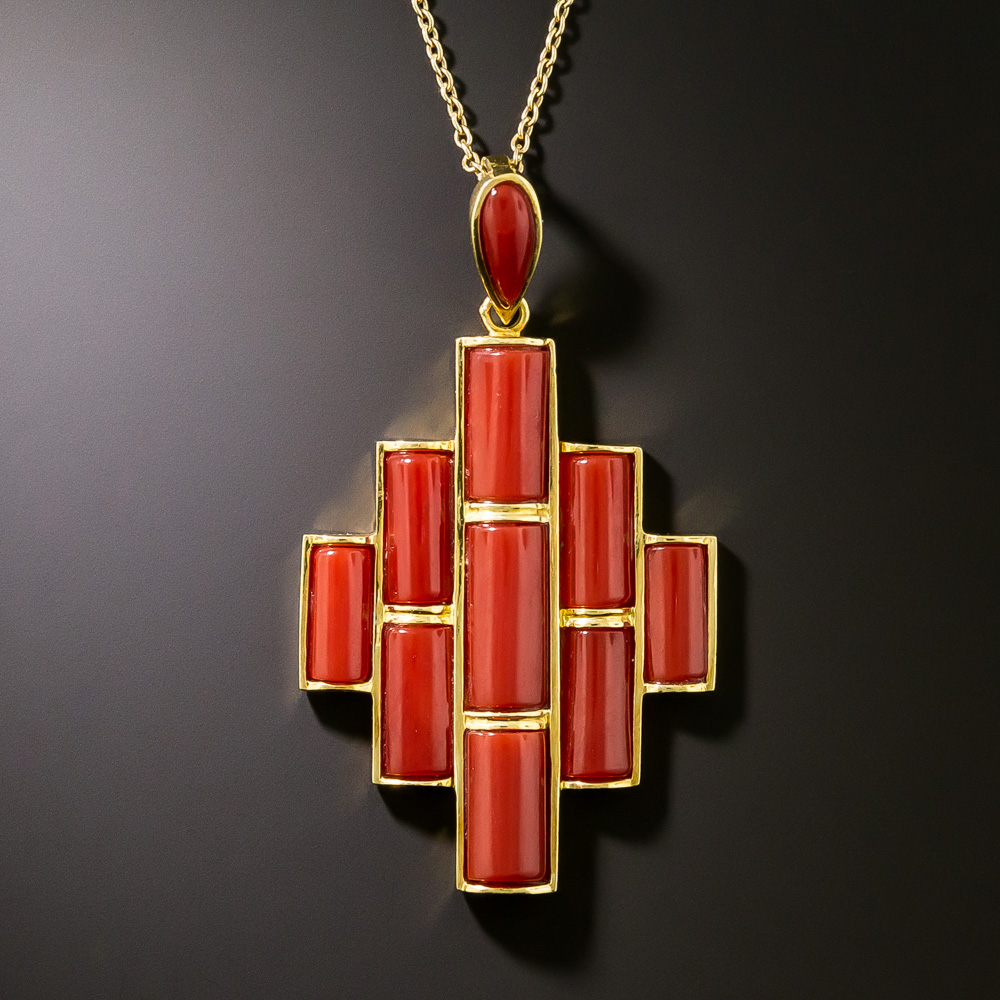Geometric Coral Necklace